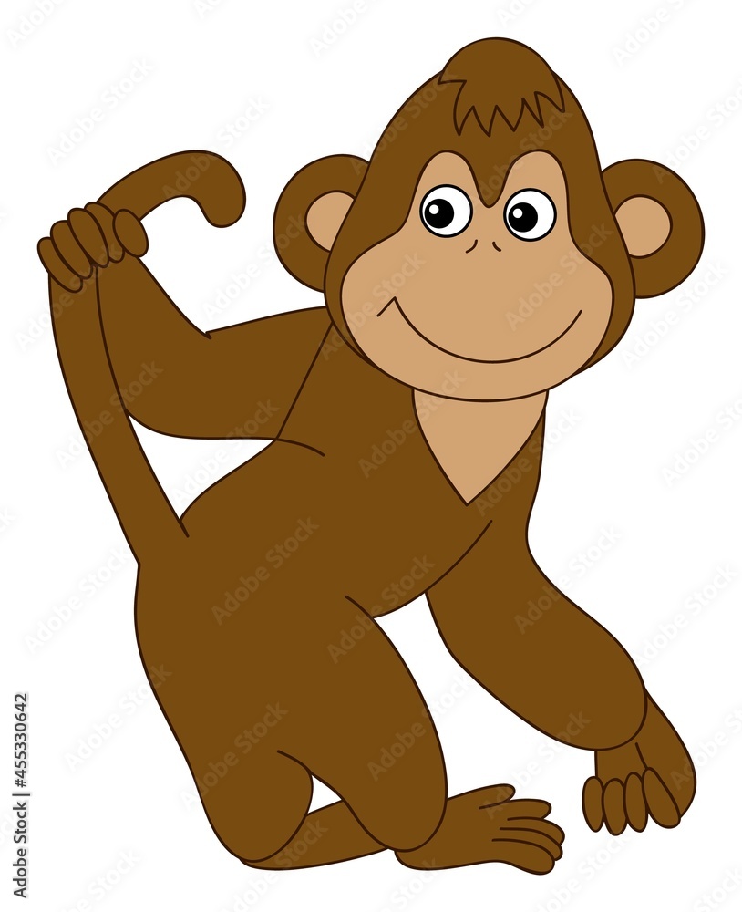 Cute Baby Monkey Standing. Vector Baby Monkey Stock Vector | Adobe Stock
