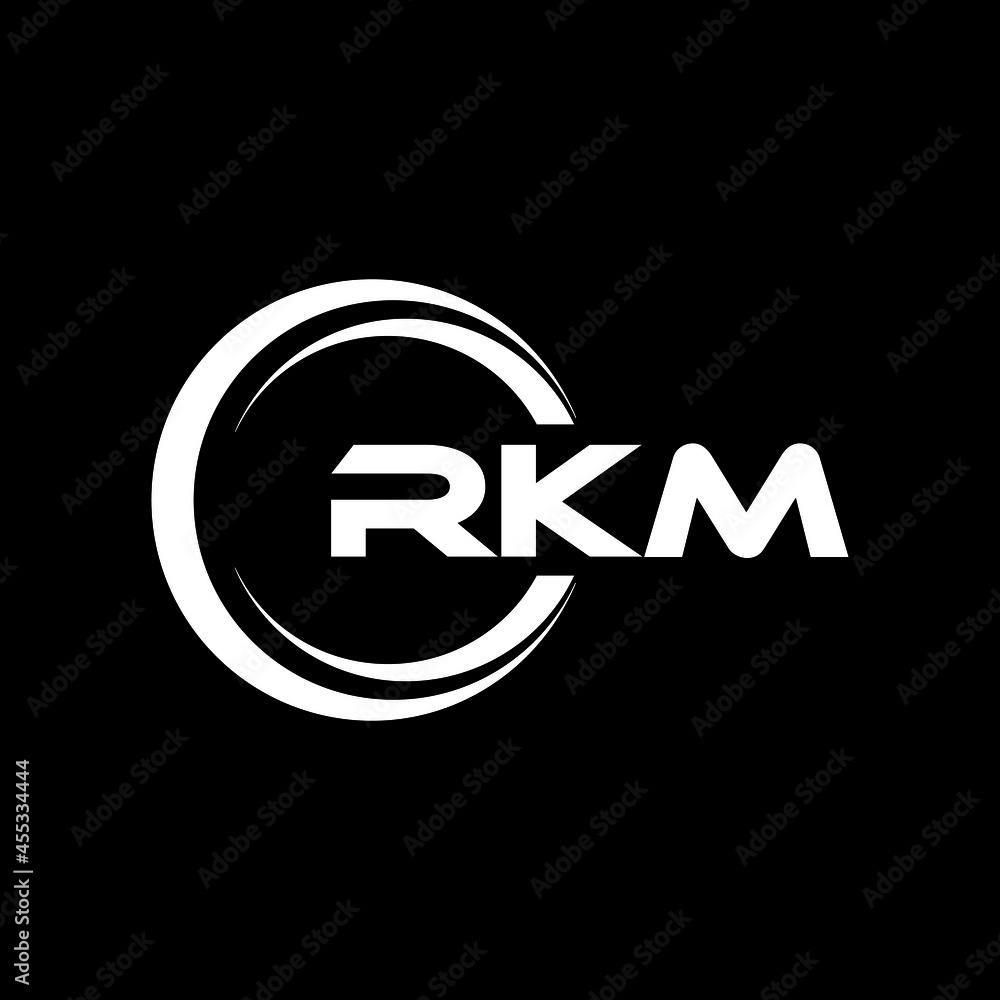 RKM letter logo design with black background in illustrator, vector ...