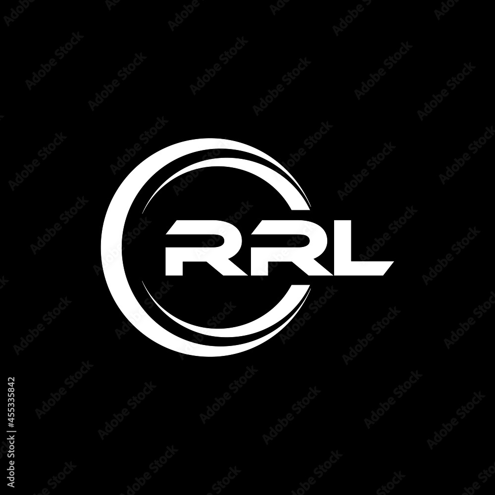 RRL letter logo design with black background in illustrator, vector ...