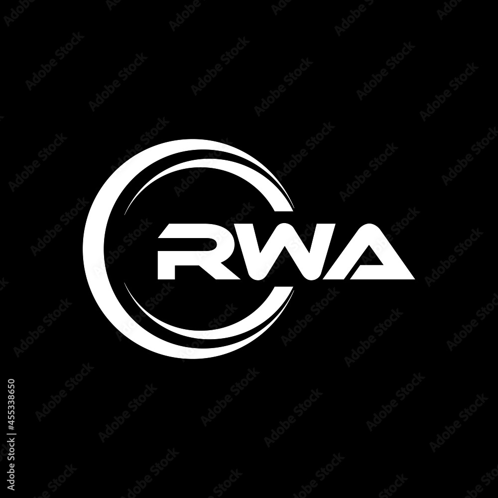 Vecteur Stock RWA letter logo design with black background in ...