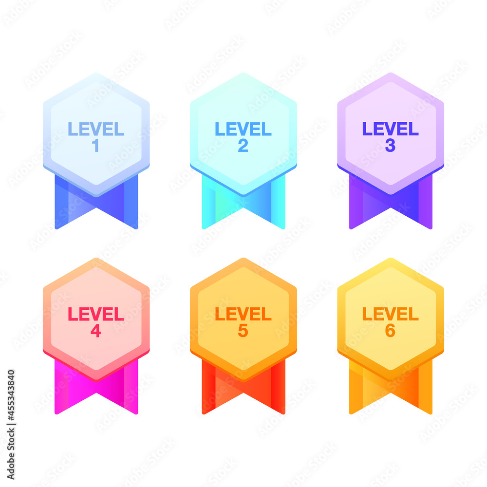 Trophy medals set design for games. Level results vector illustration ...