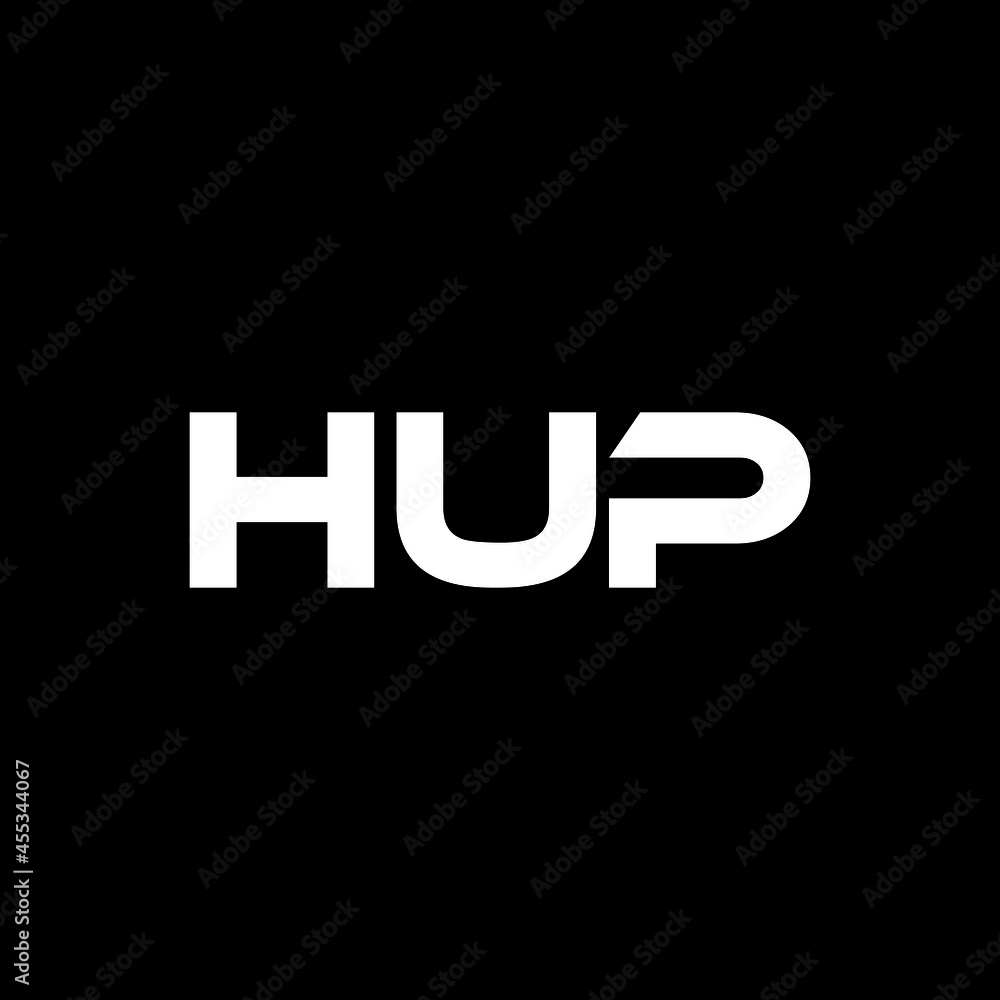 Vecteur Stock HUP letter logo design with black background in ...