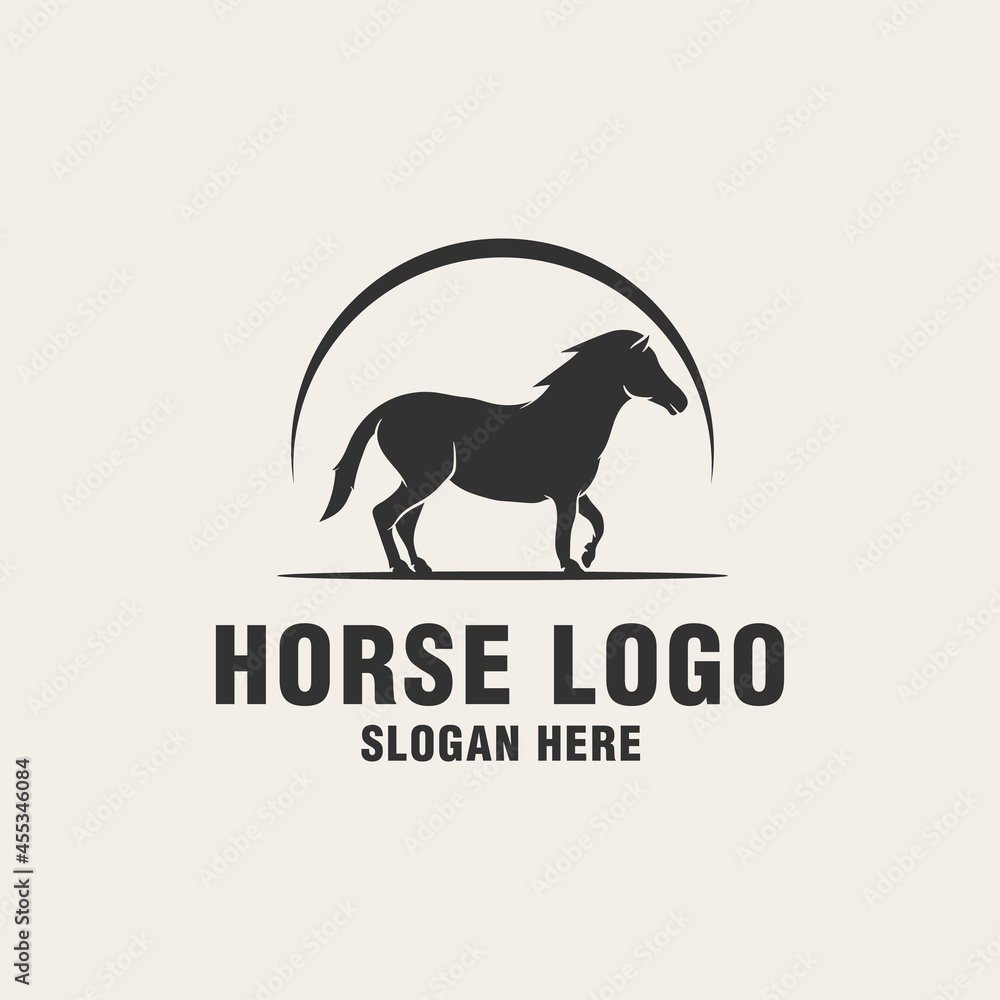Horse logo template on monogram style Stock Vector | Adobe Stock