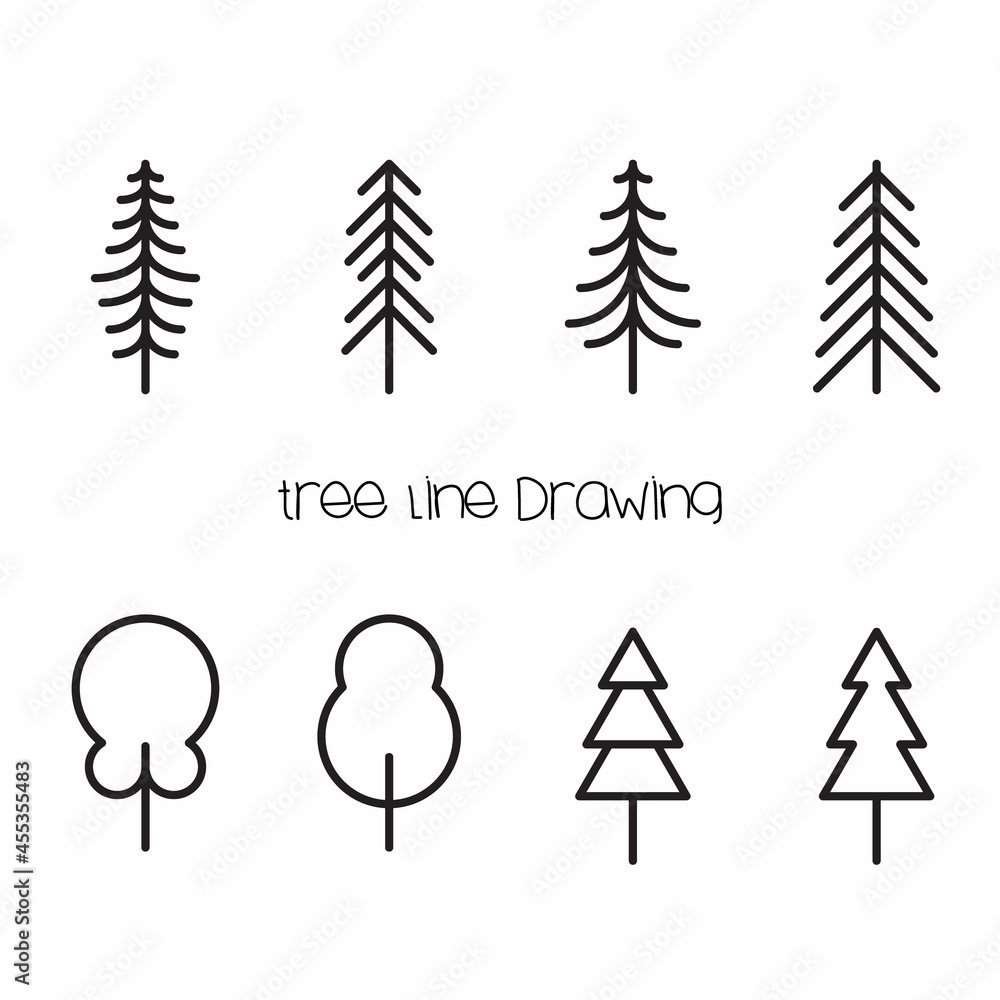 Line Drawing Tree | Line Art Tree | Clip Art Design | Minimalist Tree ...