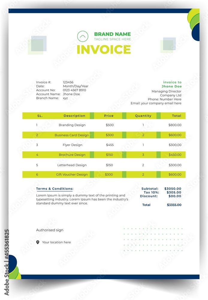 Minimalist Invoice edit and customiseable with A4 Size Print Ready ...