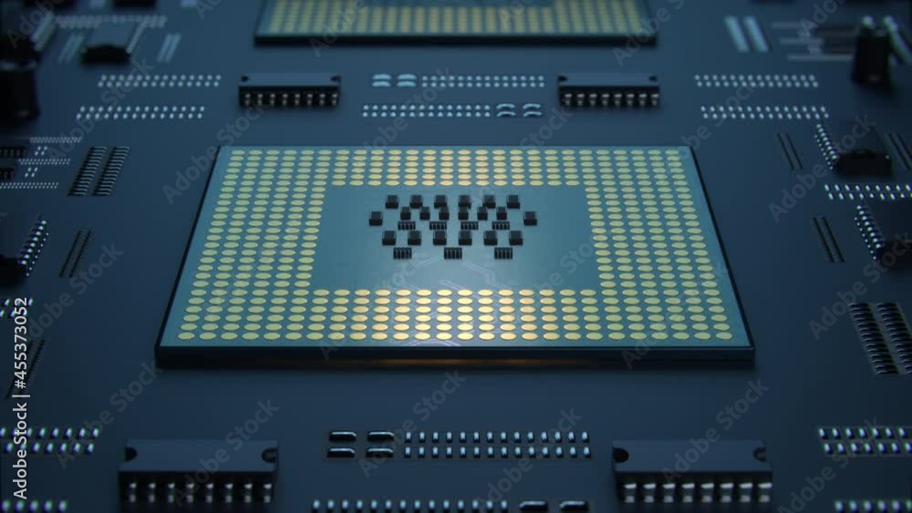 Vidéo Stock CPU computer circuit 3D Render. Modern computer ...