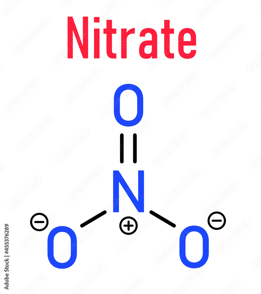 Nitrate anion, chemical structure. Skeletal formula. Stock Vector ...