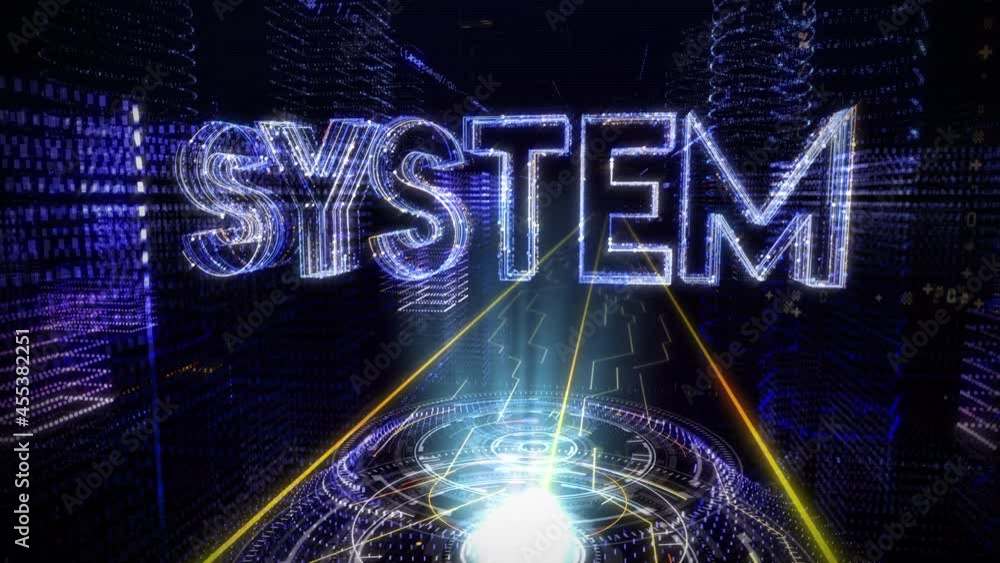 Projection Of Word System Shown In Digital Cyberspace. Animated Word ...