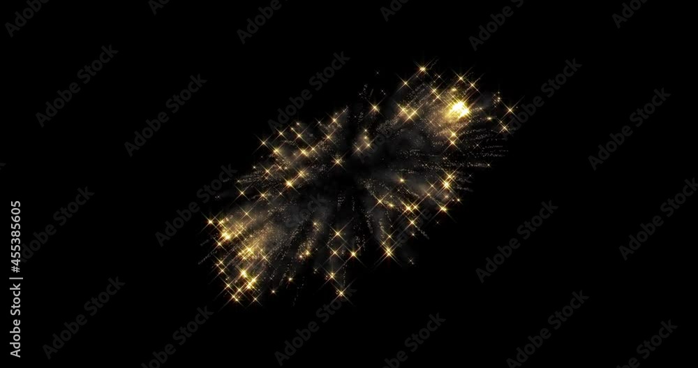 Golden fireworks background, gold glitter sparkling and fire light ...