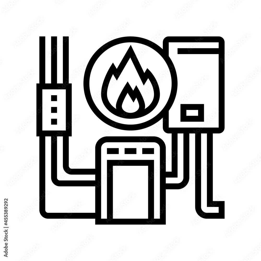heating system line icon vector. heating system sign. isolated contour ...
