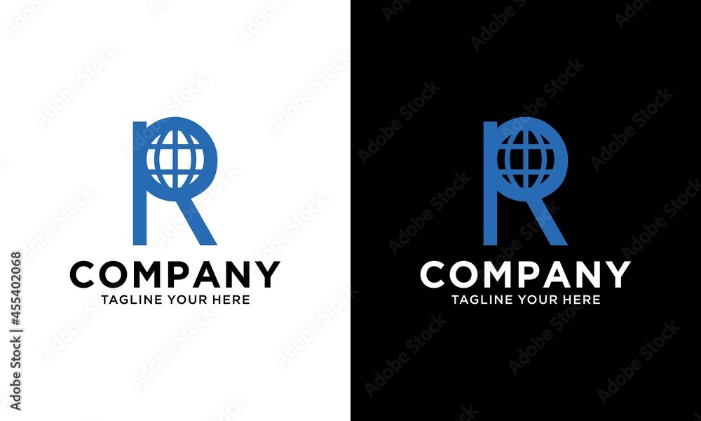Letter R logo, world globe logo design. for business, media, internet ...