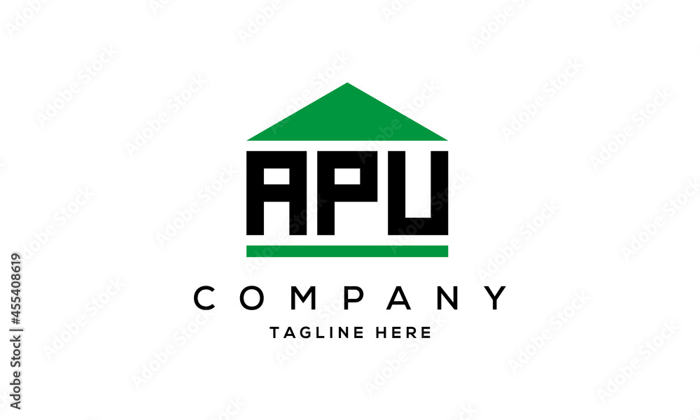 APU three letter house for real estate logo design Stock-Vektorgrafik ...