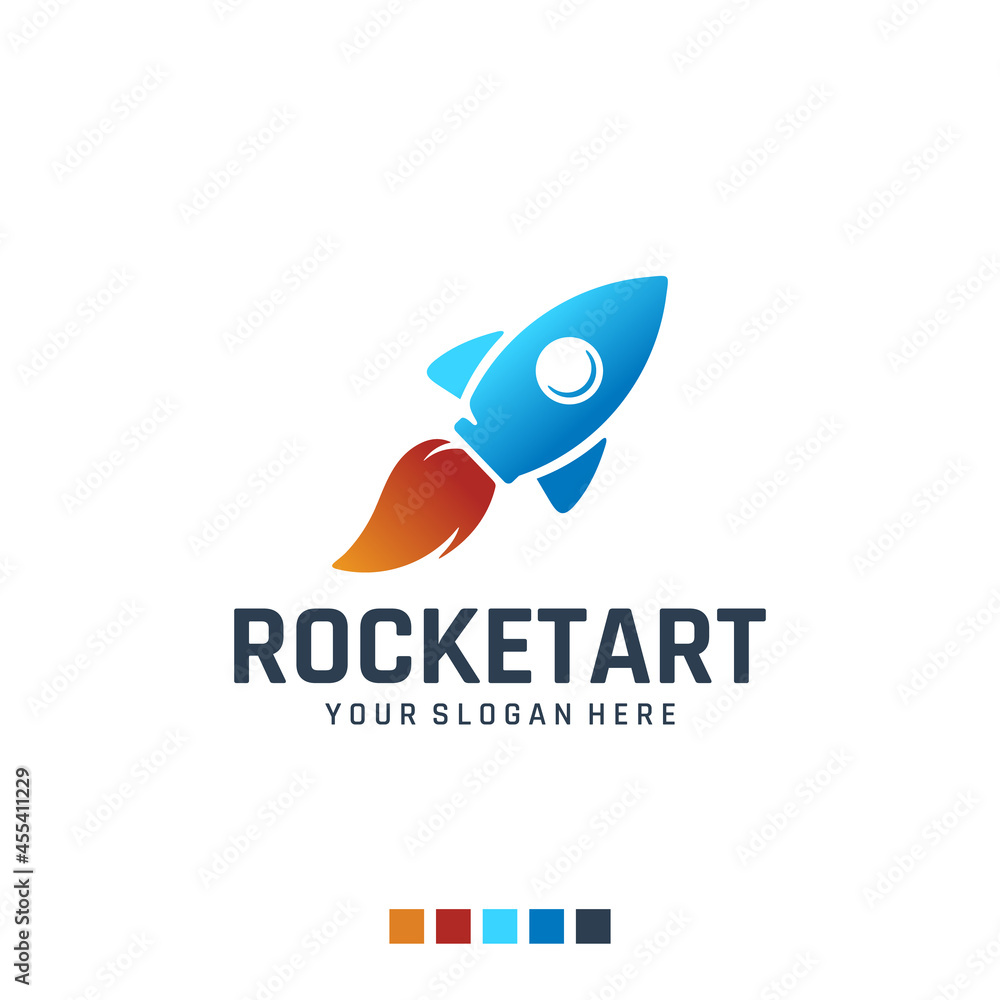 rocket art brush logo design inspiration Stock Vector | Adobe Stock