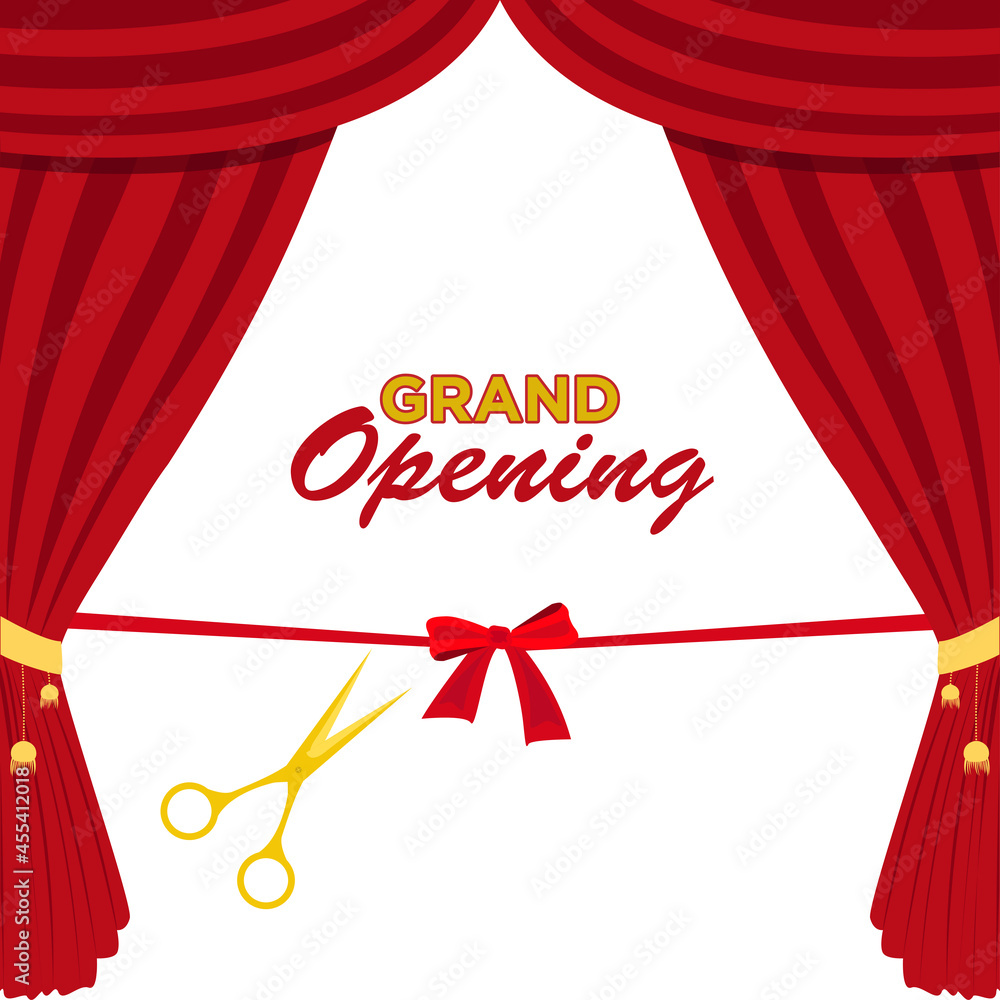 ribbon cut grand opening template Stock Vector | Adobe Stock