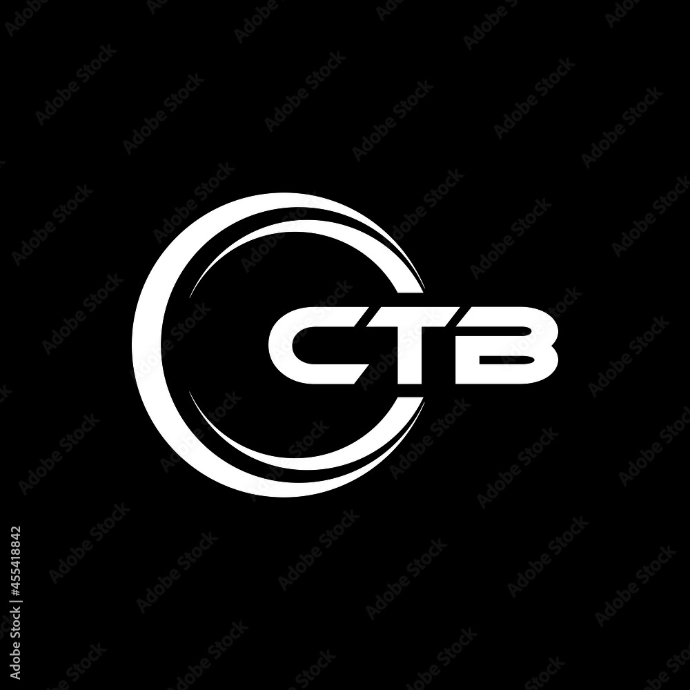 CTB letter logo design with black background in illustrator, vector ...