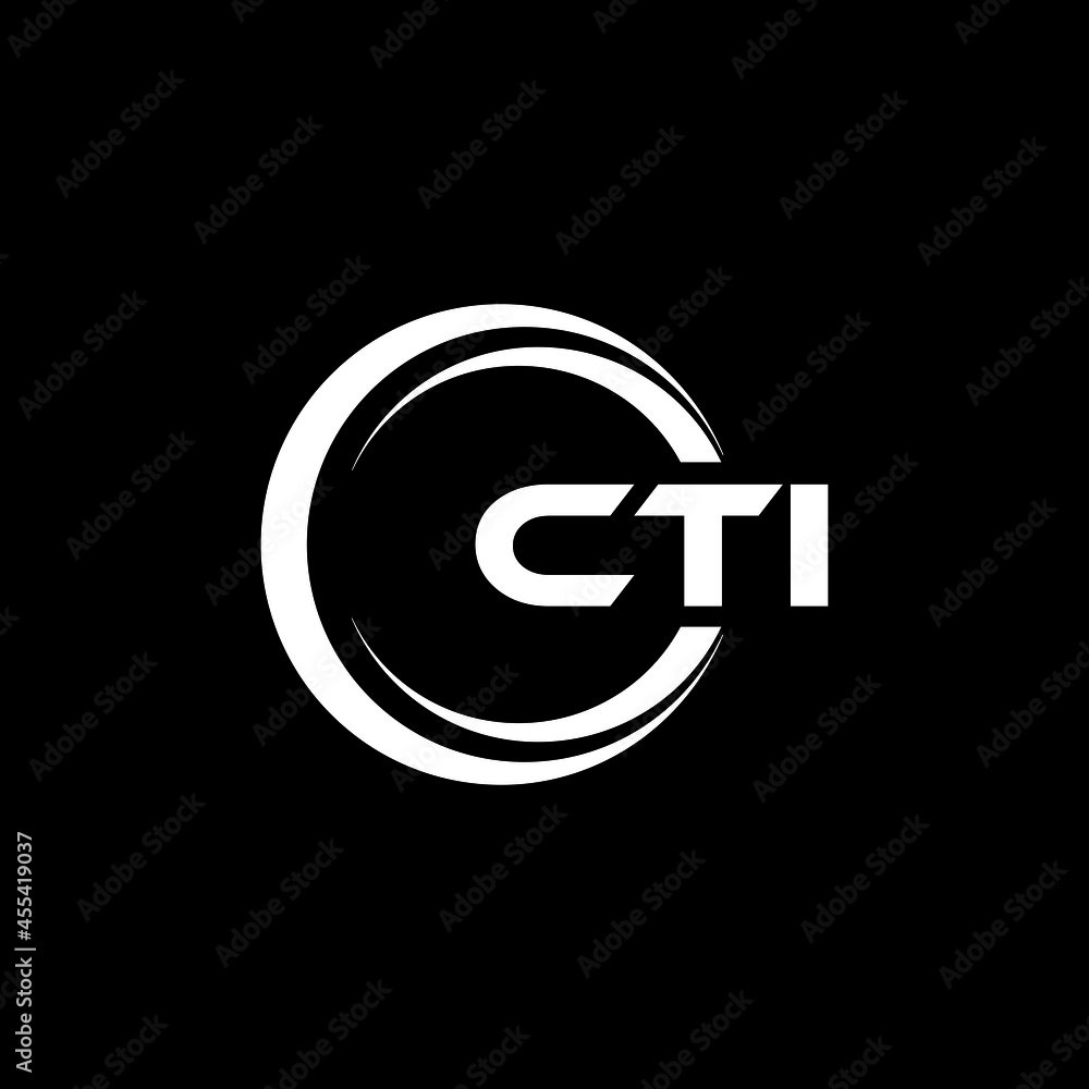 CTI letter logo design with black background in illustrator, vector ...