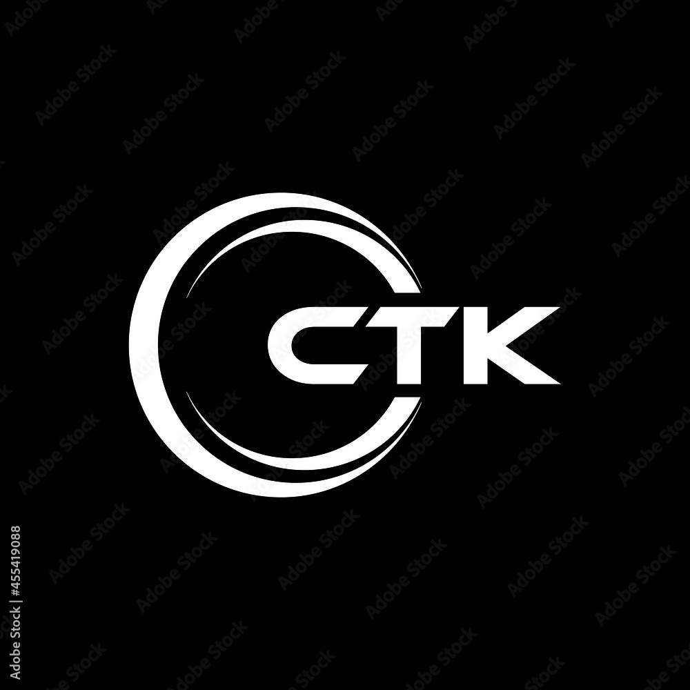 CTK letter logo design with black background in illustrator, vector logo modern alphabet font ...