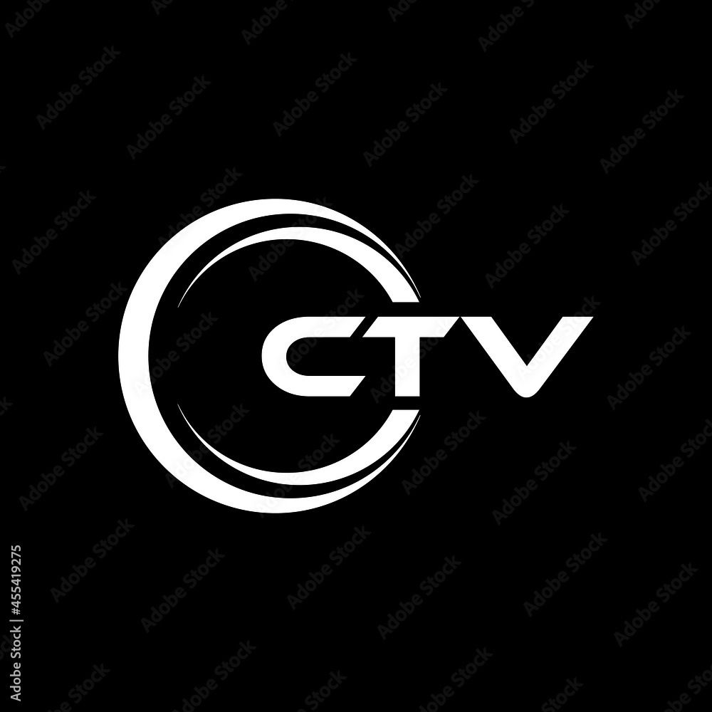 CTV letter logo design with black background in illustrator, vector ...