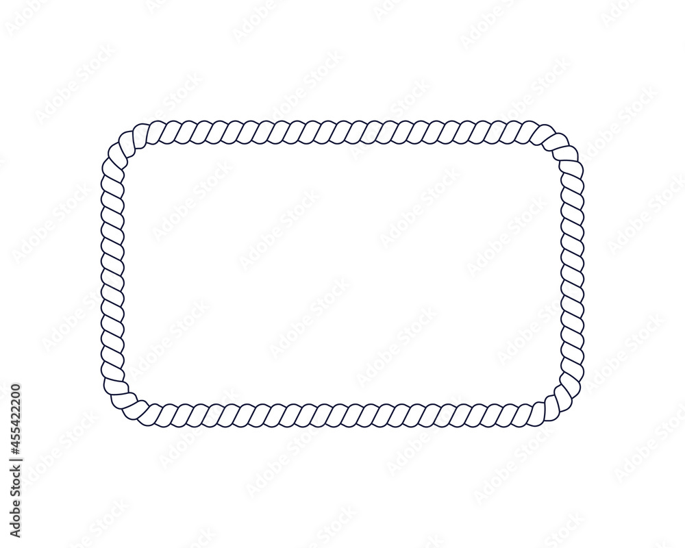Rectangle rope frame for photo or picture in retro yacht style. Design ...