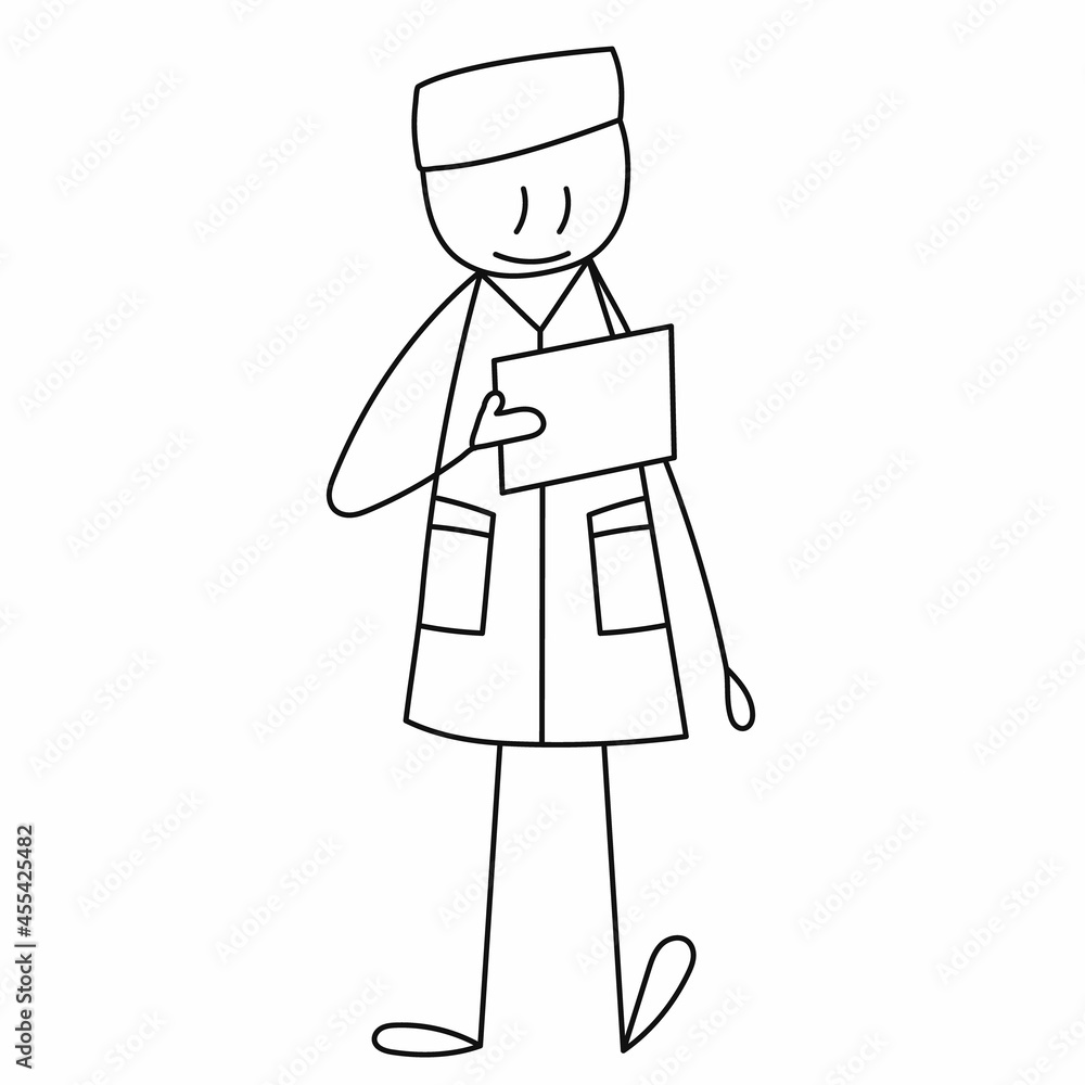 stick figure man doctor vector, isolated Stock Vector | Adobe Stock