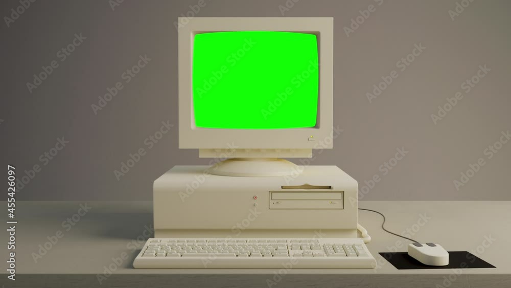 Obsolete Pc Booting With Glitch And Green Screen 4k Old And Vintage ...