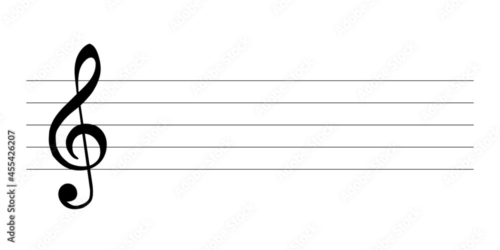 Musical notation with lines and treble clef on a white background ...