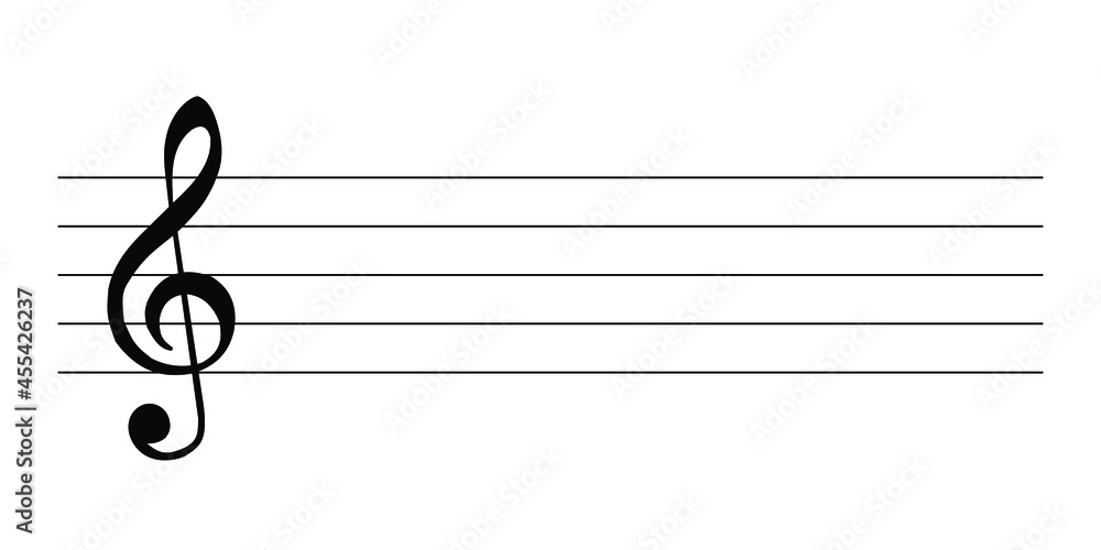Musical notation with lines and treble clef on a white background ...