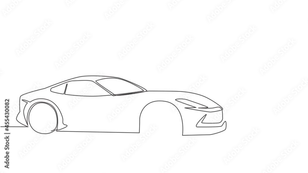 Self drawing animation of single line draw racing and drifting luxury ...
