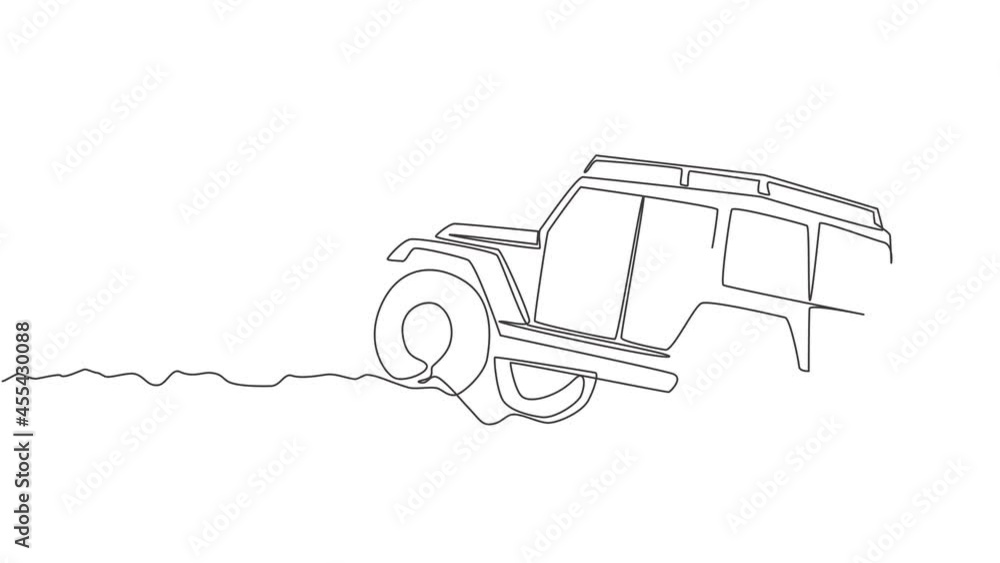 Self drawing animation of single line draw tough 4x4 speed jeep ...