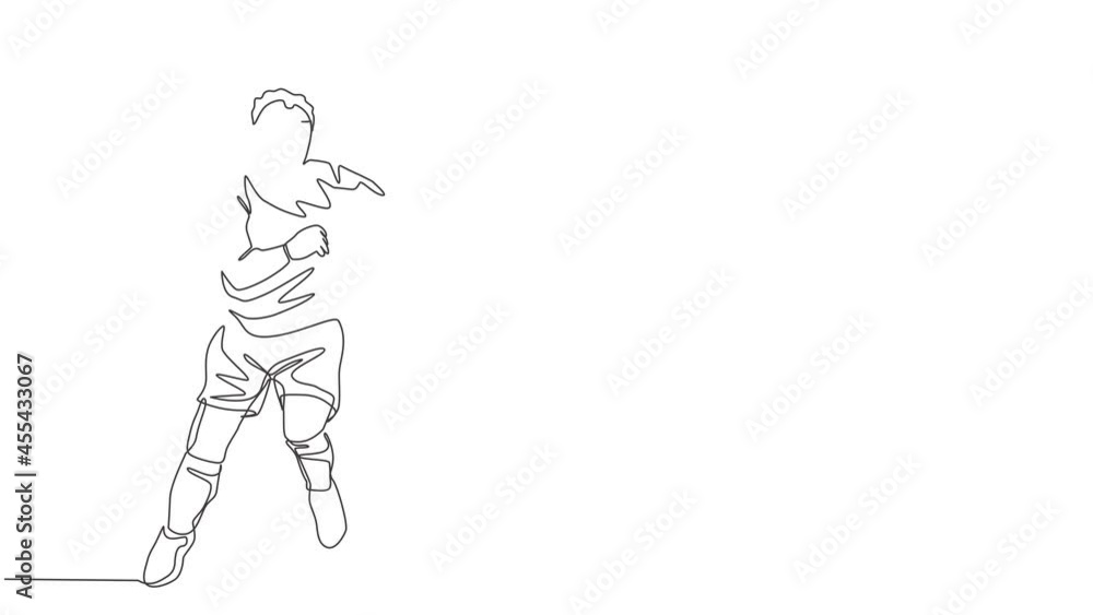 Animation of one line drawing of football player with long sleeve shirt ...