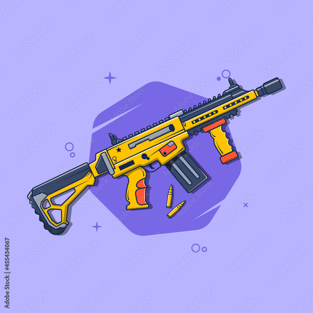 Automatic machine gun cartoon vector icon illustration. Flat cartoon ...