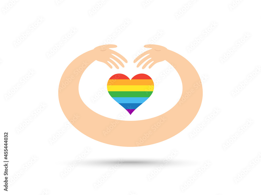 Hand hug LGBT heart logo design. Friendship and Culture diversity care ...