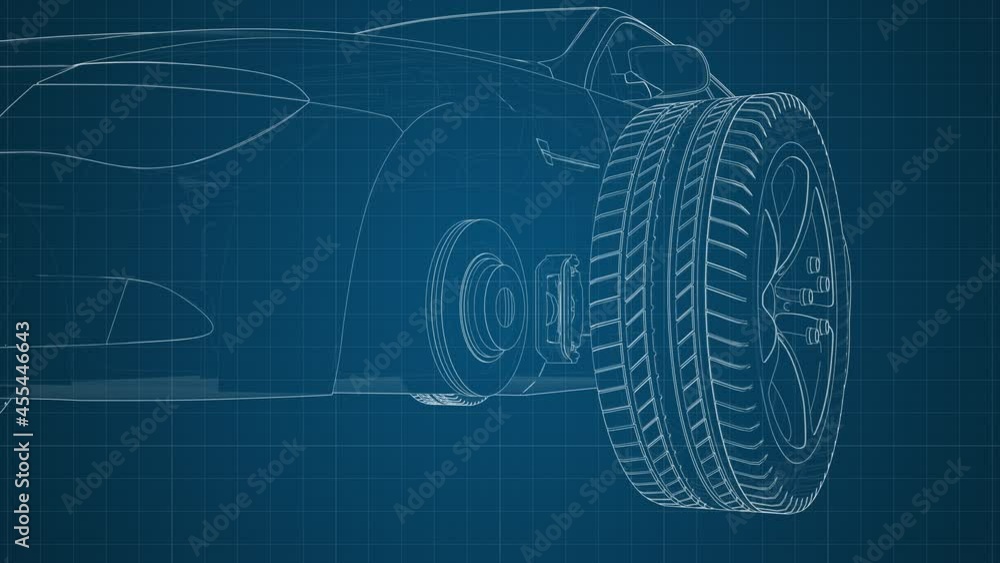 animation of the car and its components in technological stylization ...
