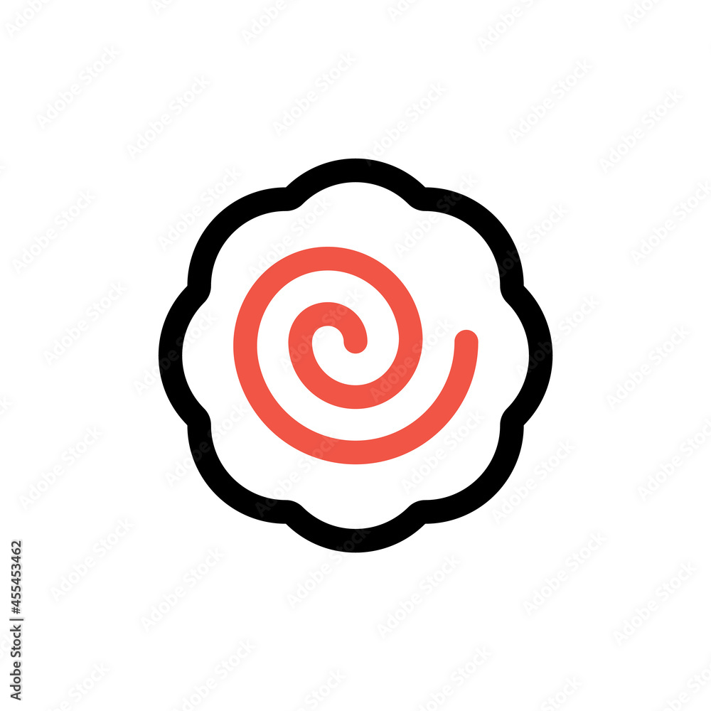 Narutomaki or kamaboko surimi vector outline icon. Traditional Japanese ...