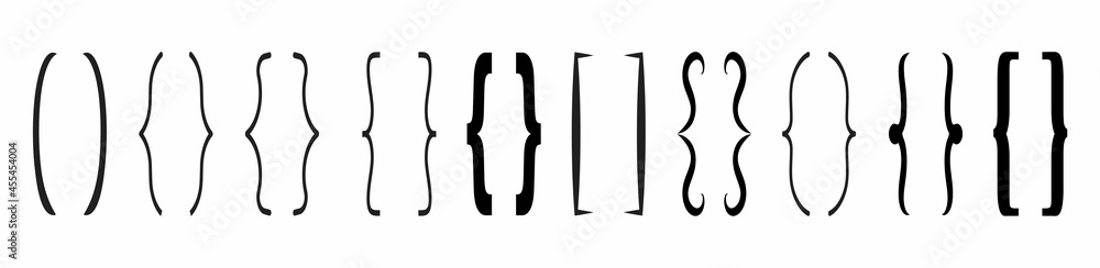 Curly brace set vector. Text brackets collection for messages, quotas ...