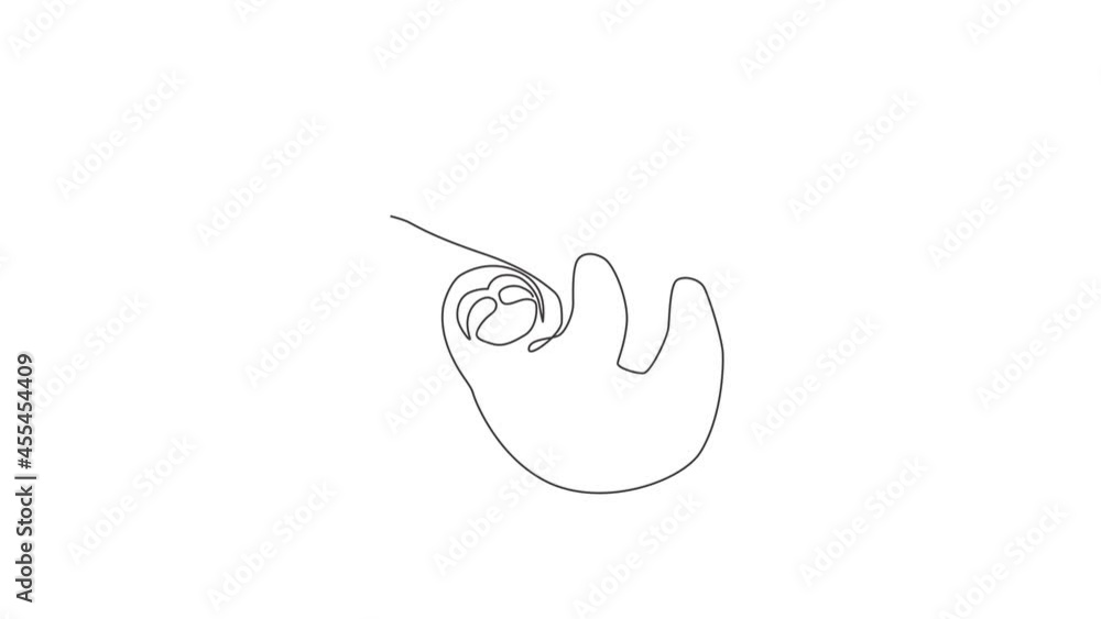 Animated self drawing of one continuous line draw lazy sloth hanging at ...