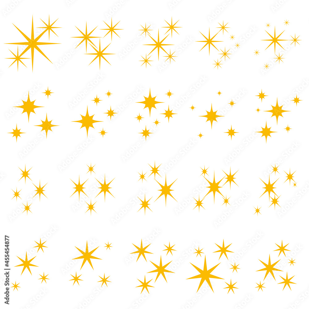 Shiny sparks silhouettes. twinkle star particles, glitter sparkles and ...