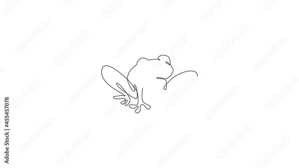 Animated self drawing of one continuous line draw funny frog for kids ...