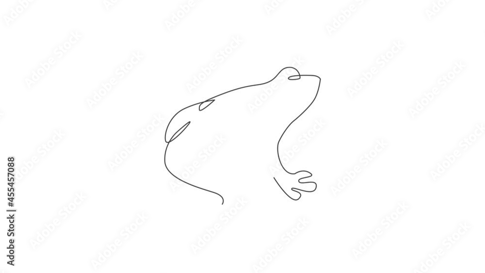 Animation of one single line drawing of cute frog for company logo ...
