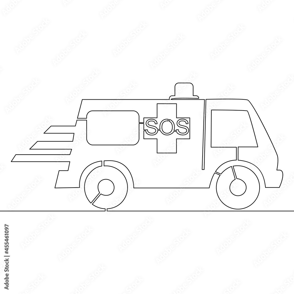 Continuous line drawing art ambulance car concept Stock Vector | Adobe ...