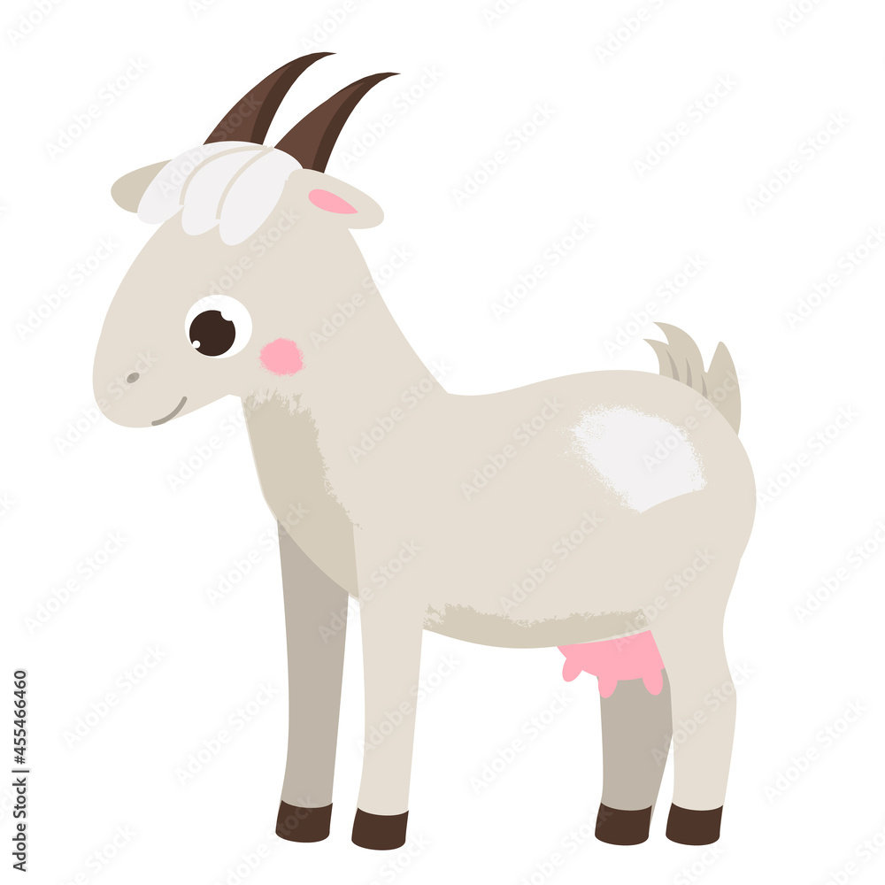 Cartoon goat female. Cute farm animal character. vector clip art Stock ...