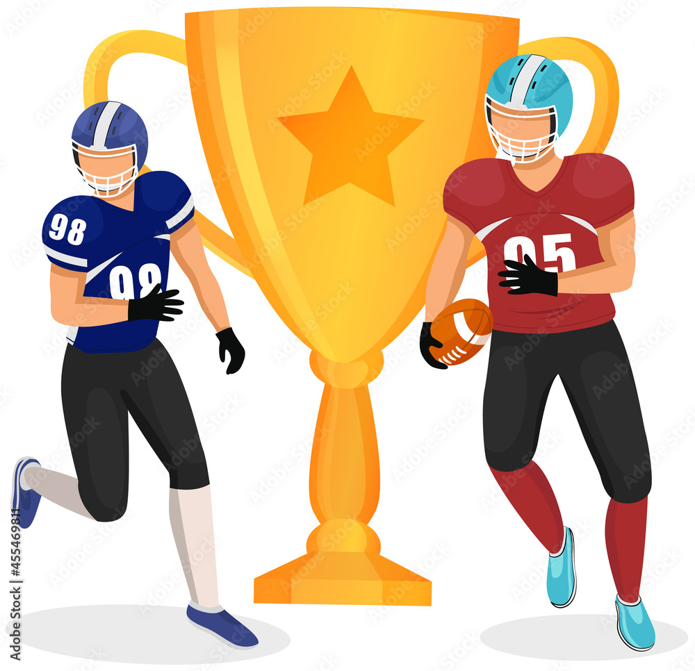 Running american football players cartoon vector sports characters in ...