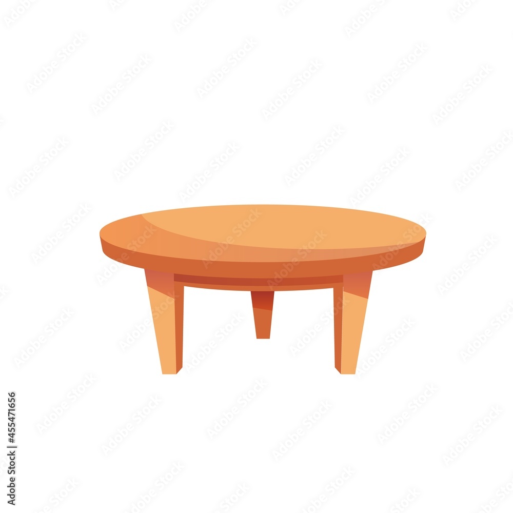 Vector flat cartoon round coffee table isolated on empty background ...