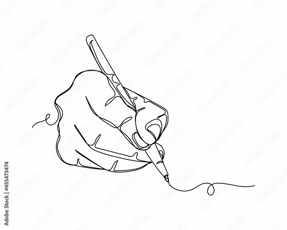 Continuous one line drawing of hand writing work icon business concept ...