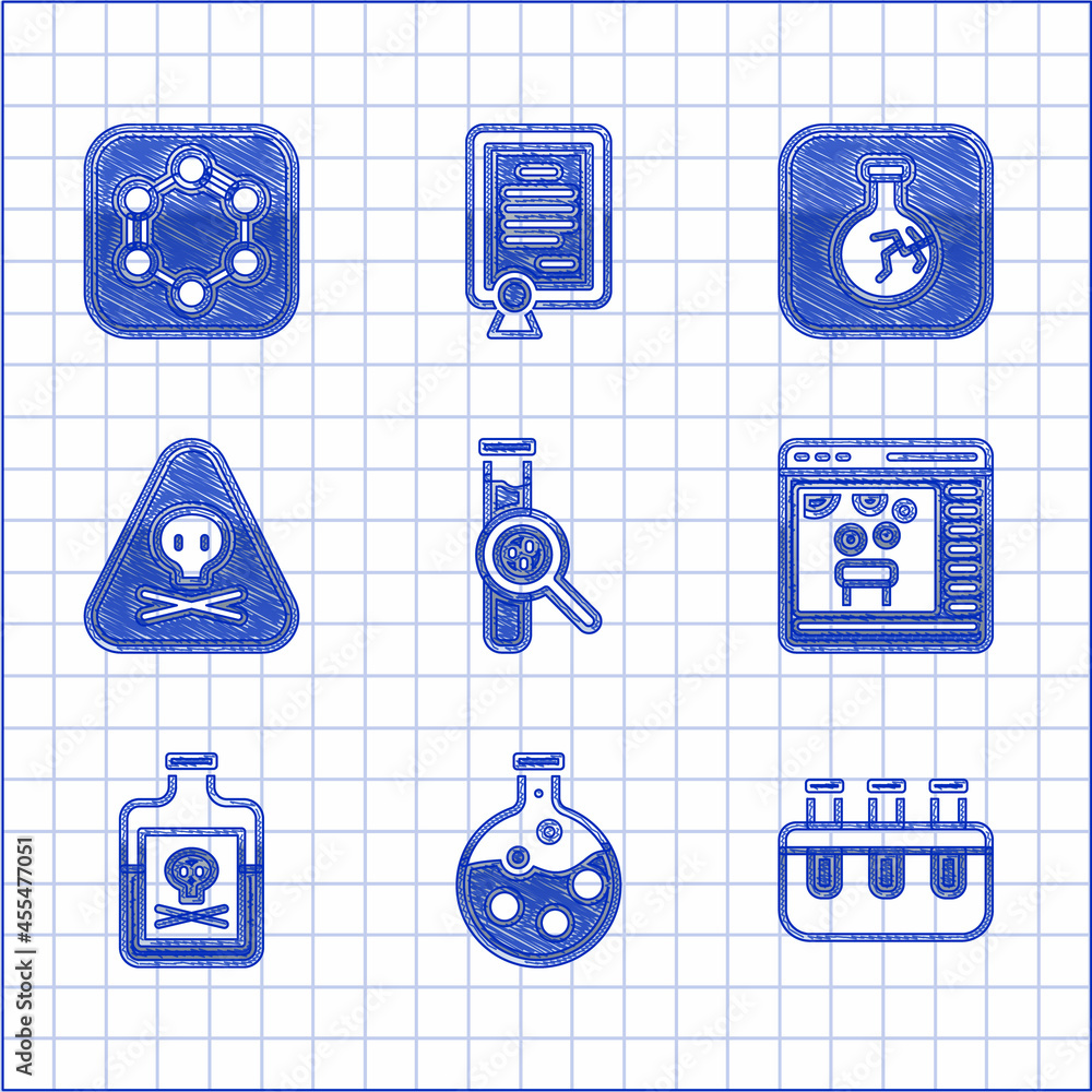 Set Test tube and flask, Chemical online, Poison bottle, Triangle ...
