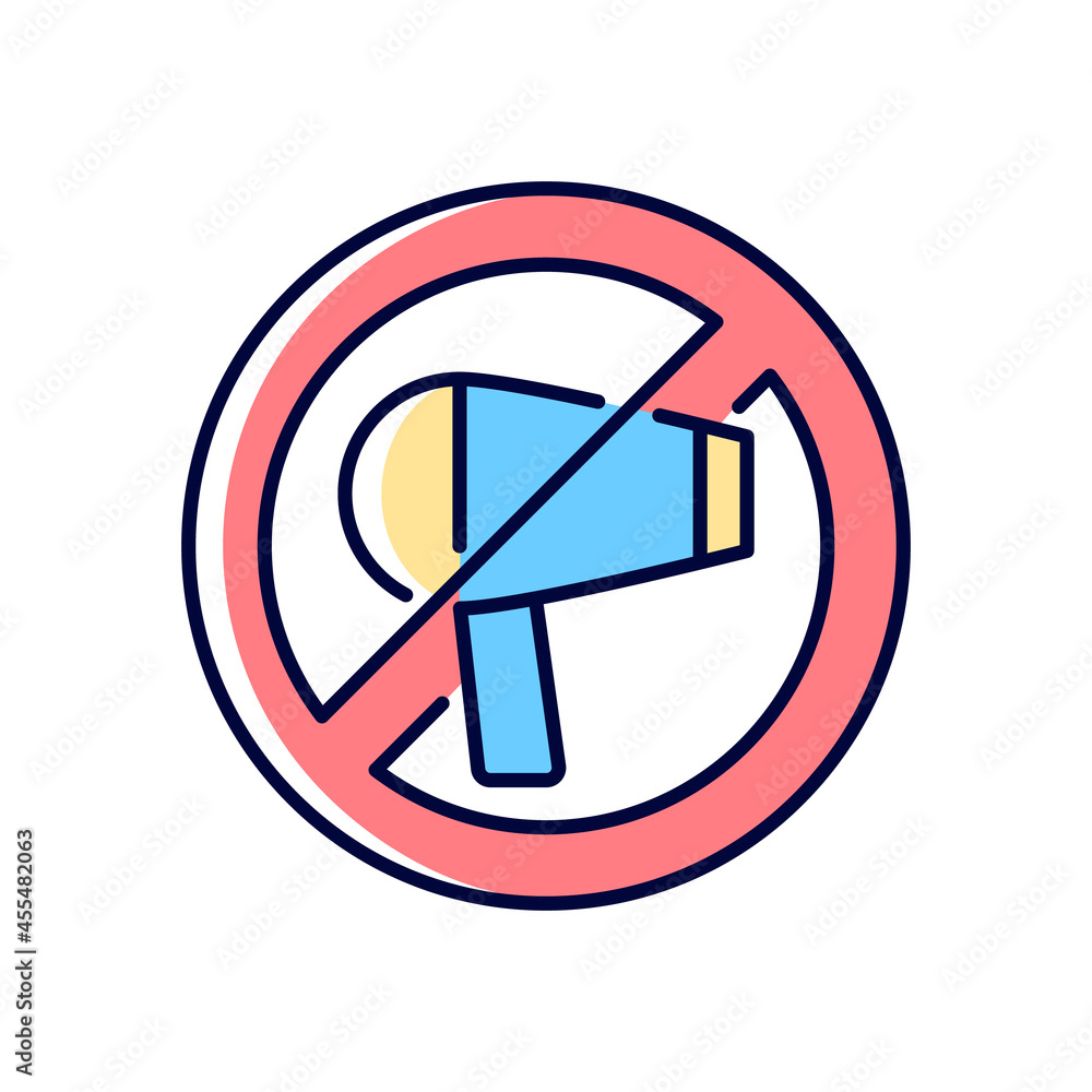 Do not use a hairdryer if wet RGB color manual label icon. Avoid ...