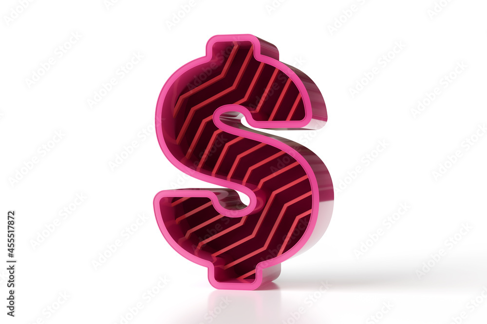 3D Dollar symbol icon pink and red colors scheme. Nice for sales ...