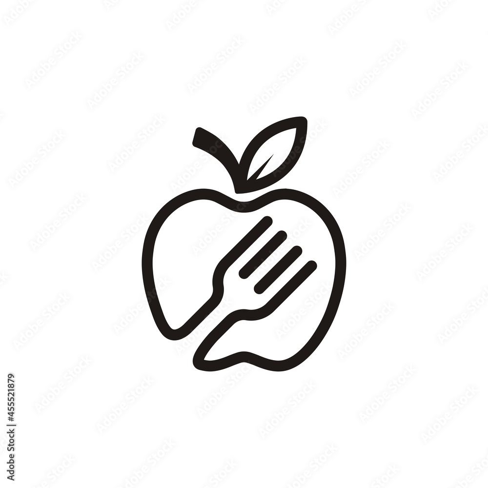 healthy eating logo, apple logo design vector illustration Stock Vector ...
