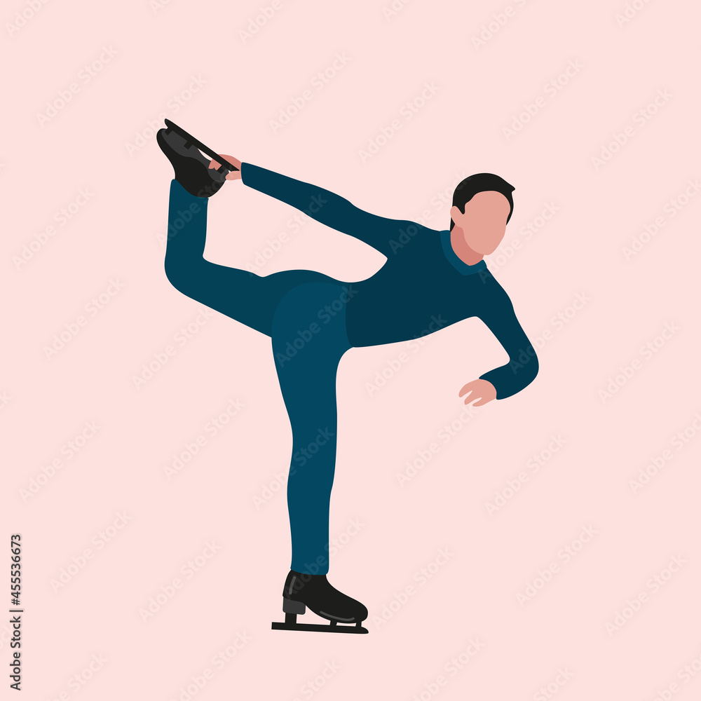 Cartoon flat vector illustration. Figure skating competition. World ...