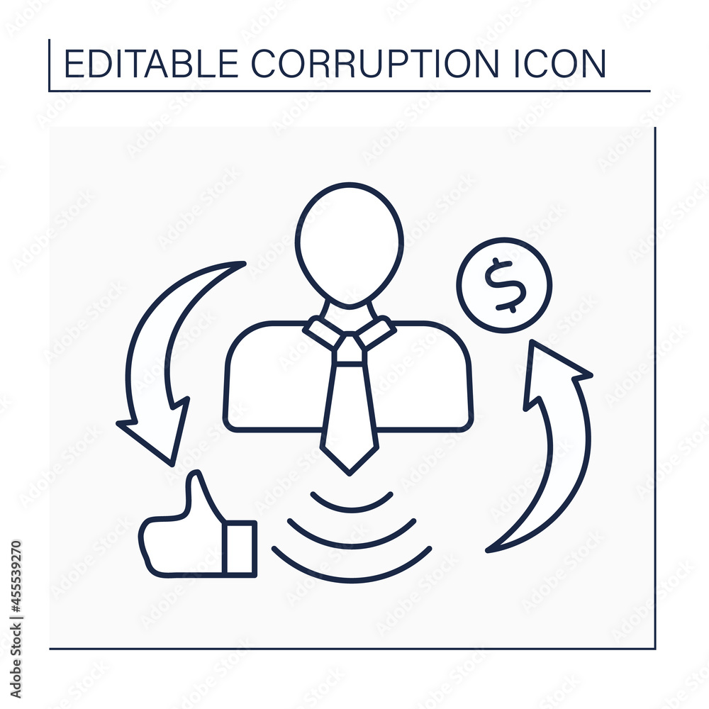 Influence peddling line icon.Influence in government or connections ...